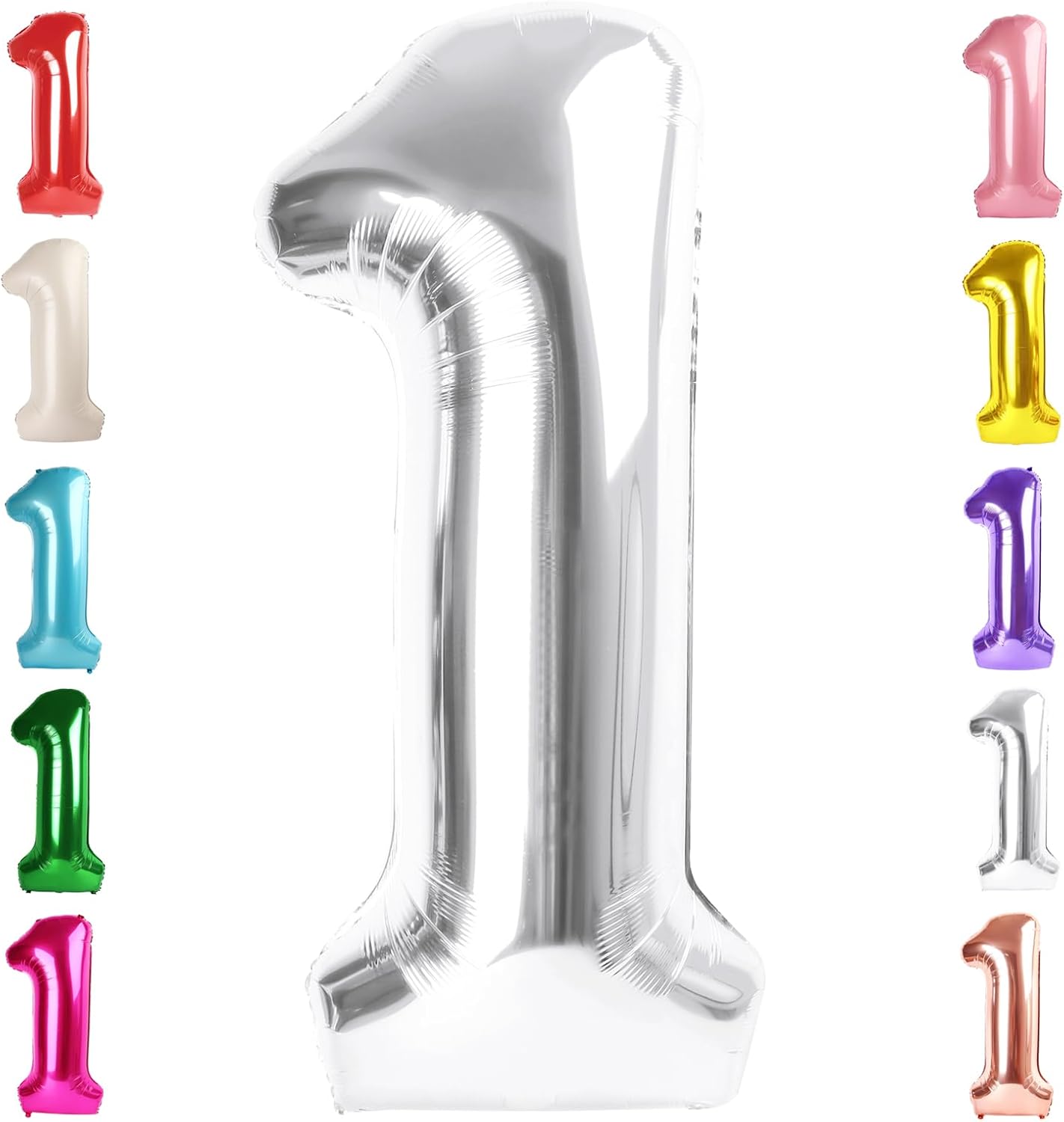 Amazon.com: Number Balloons 1, 40 Inch One Balloons for 1st Birthday ...