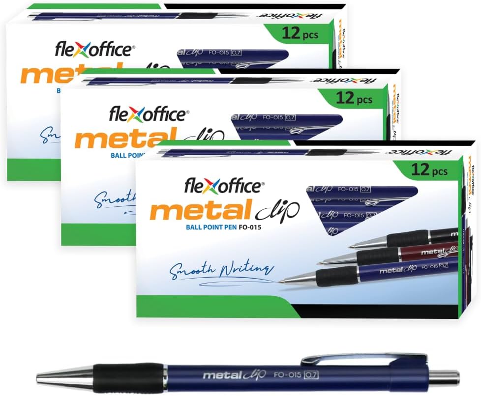 Amazon.com : FLEXOFFICE, Ballpoint Pens, Blue Ink, 0.7mm fine point, 36 ...