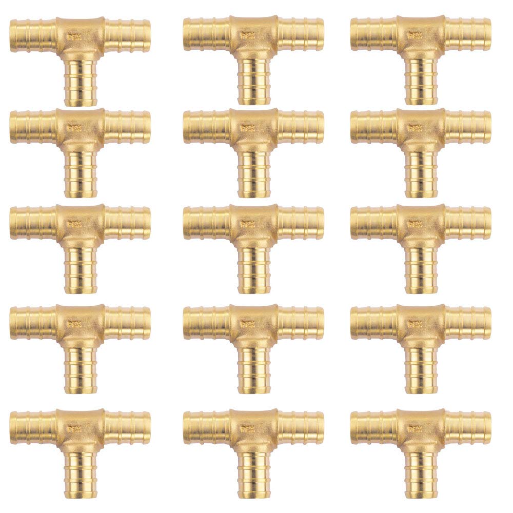 Buy LTI 15 Pack 1/2 inch T PEX Fittings Tee Lead Free Brass Crimp for ...