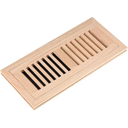Homewell White Oak Wood Floor Register, Flush Mount Vent with Damper ...
