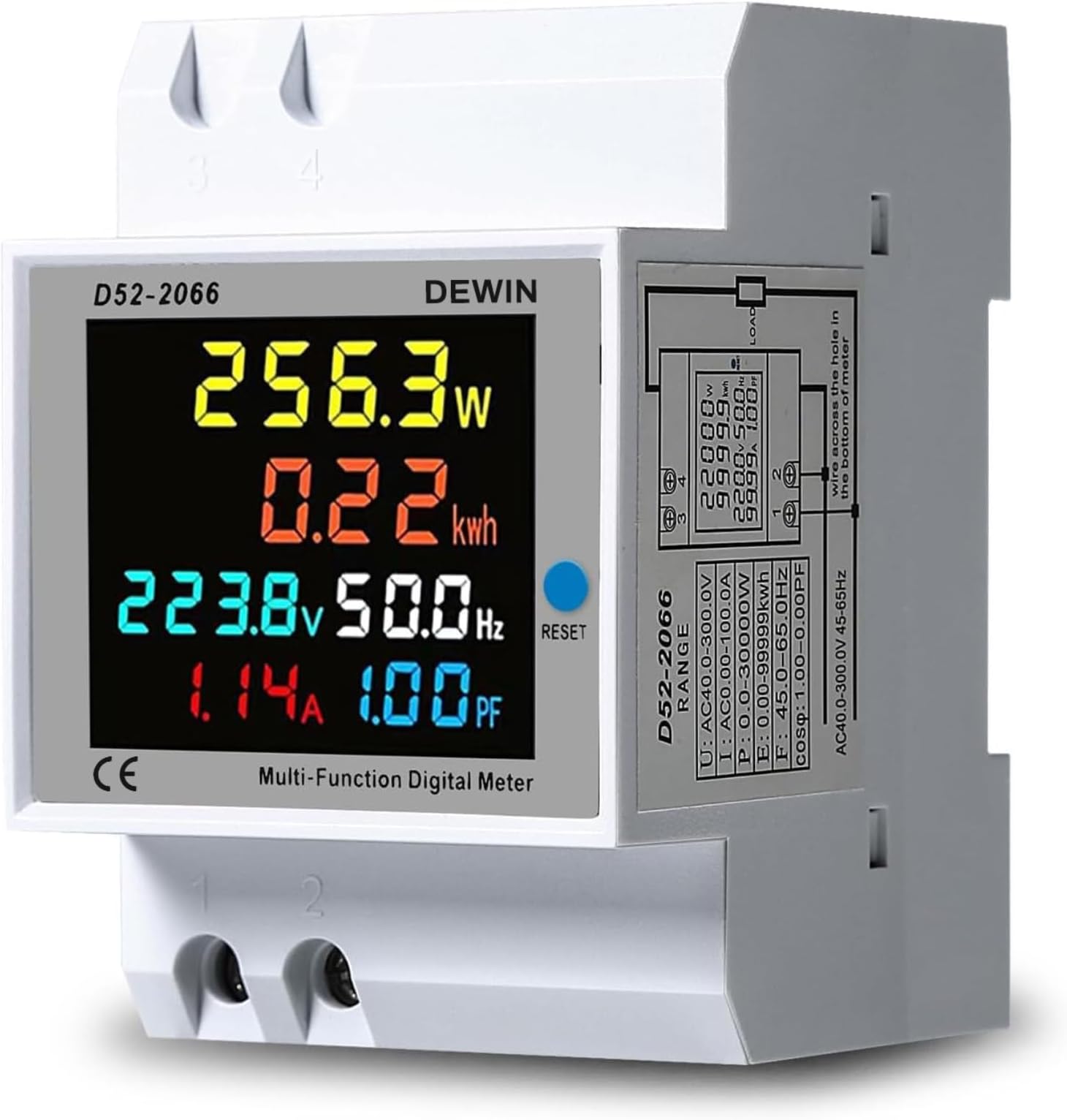 DEWIN Contatore Energia Elettrica Monofase, 6 in 1 Multifunzione ...
