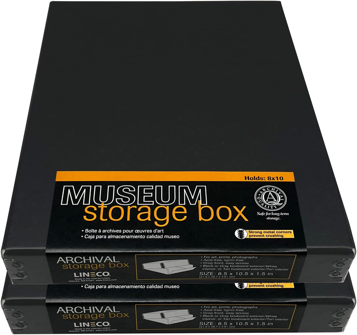 Lineco, 8x10 Black Museum Archival Storage Box, Drop Front Design. 8 1/ ...