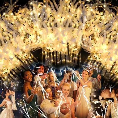 Amazon.com: Simgoing 48 Pcs Lighted Wedding Wands LED Tinsel Wands ...