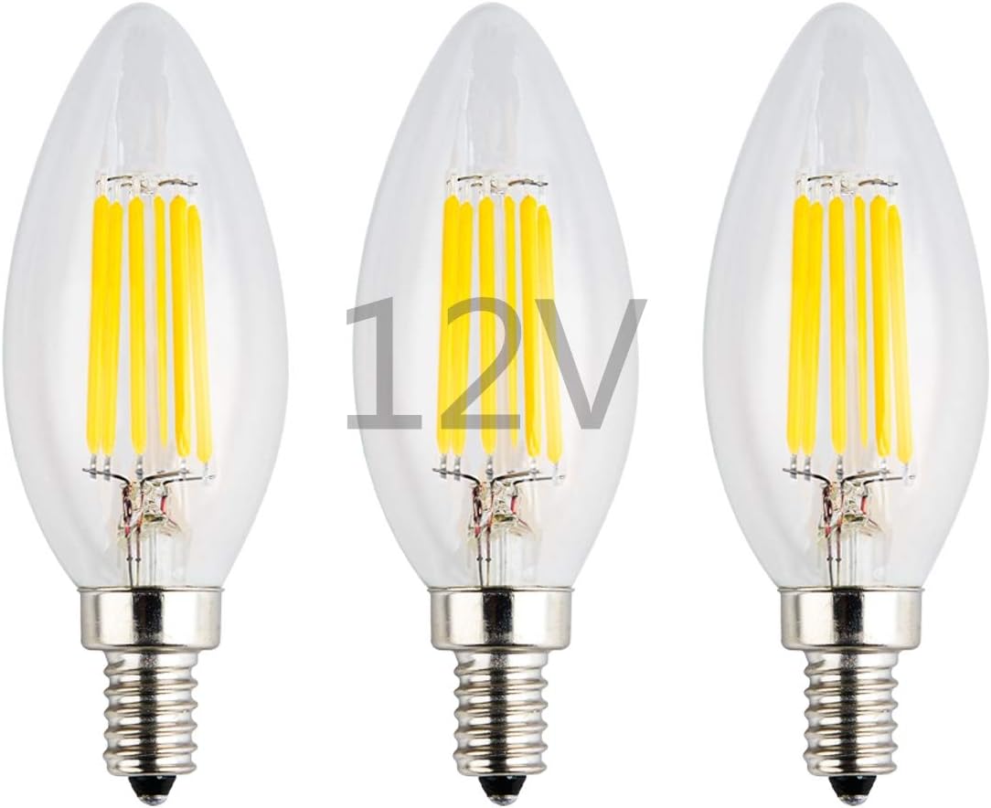 OPALRAY LED Candelabra Bulb, DC 12V 24V, Dimmable with DC Dimmer, 6W ...