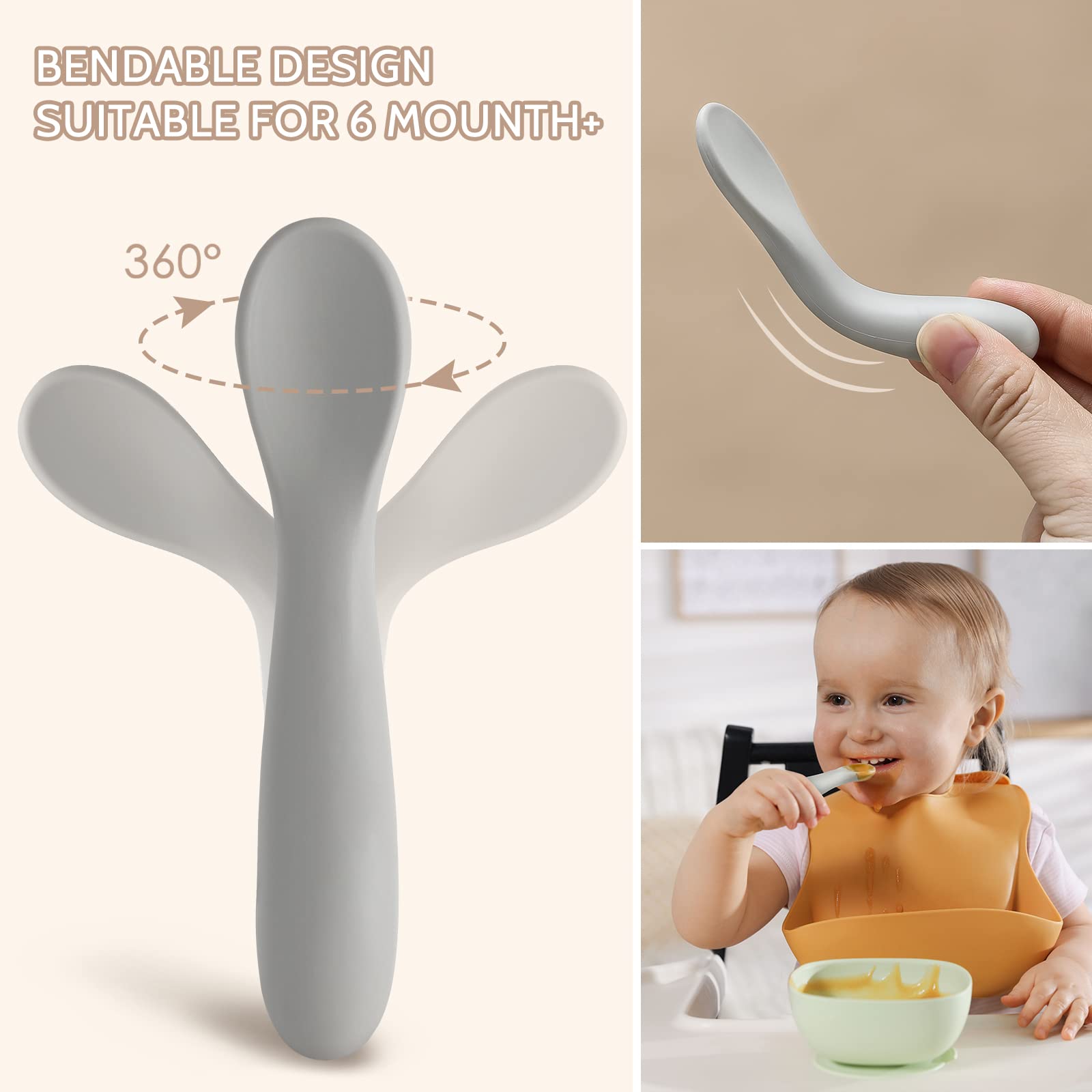 Snapklik.com : 6 Pack Baby Spoons, Shorter Length For Self Feeding ...