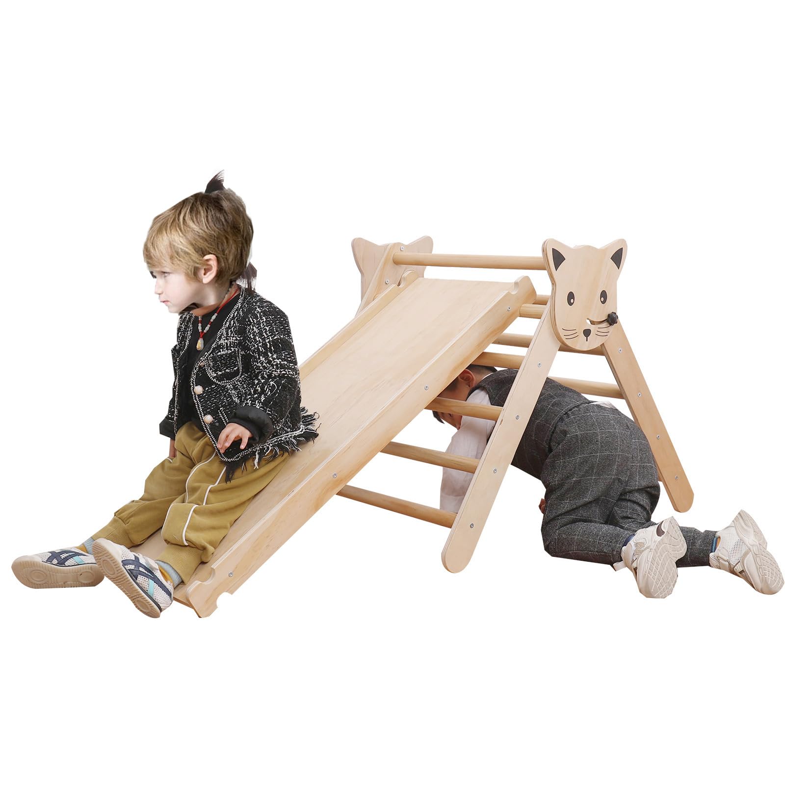 Pikler Triangle Climber with Ramp Slide Arch 5 in 1 Set, Foldable ...