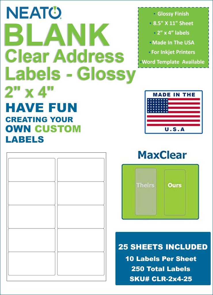 Amazon.com : Clear Transparent Address Labels –Rectangle Stickers, 2" x ...