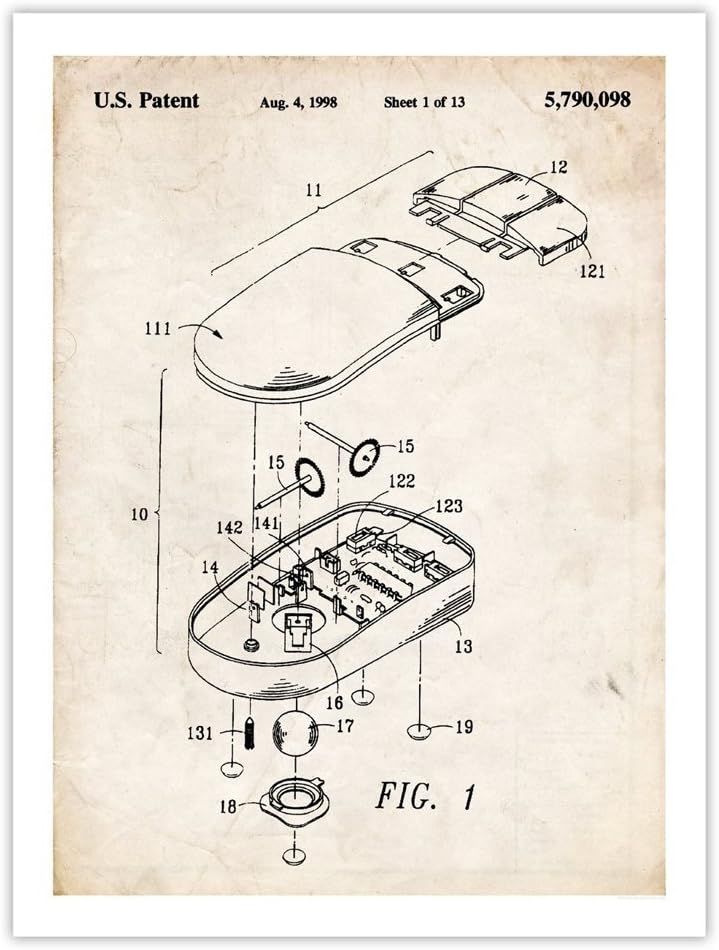 Amazon.com: 1998 Computer PC Mouse Invention 18x24 Patent Poster ...