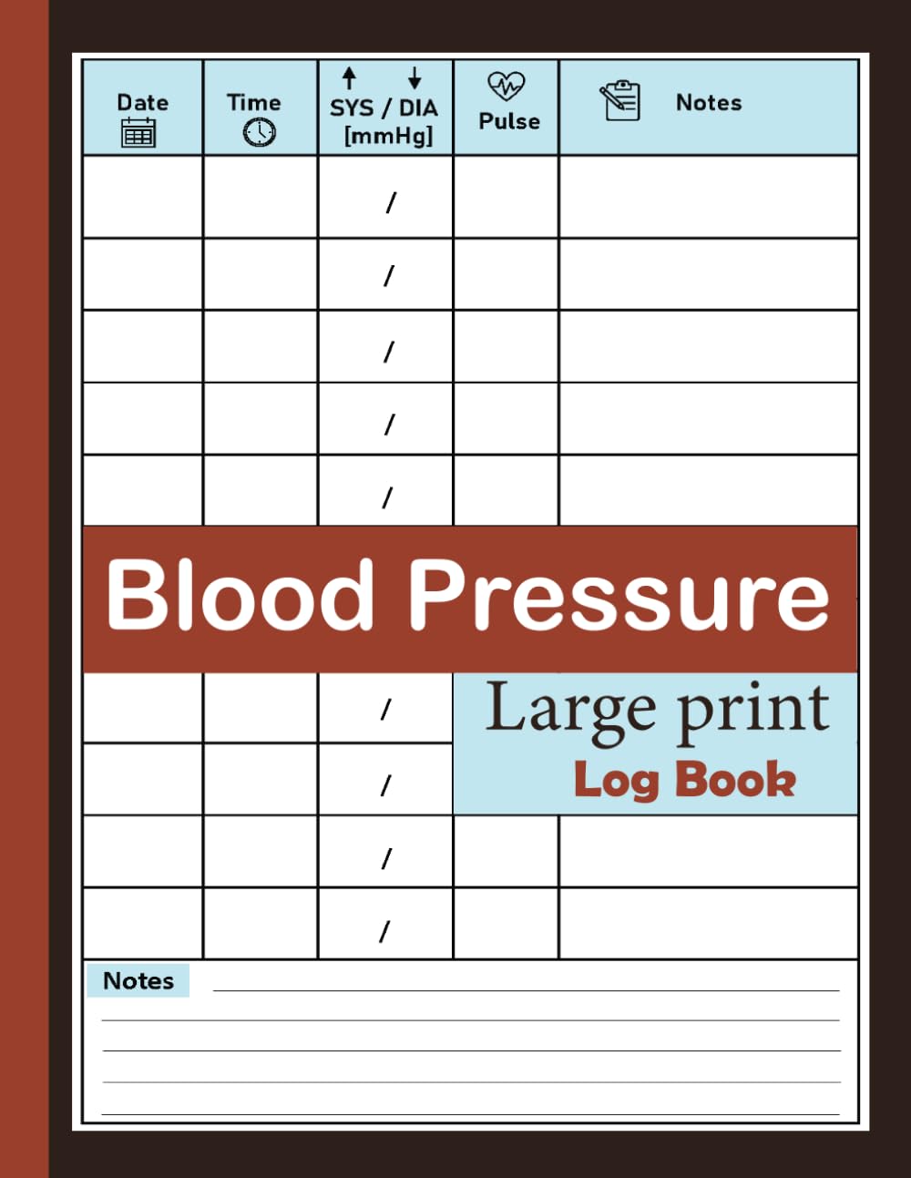 Blood Pressure Log Book: Large Print Blood Pressure Daily Tracking ...