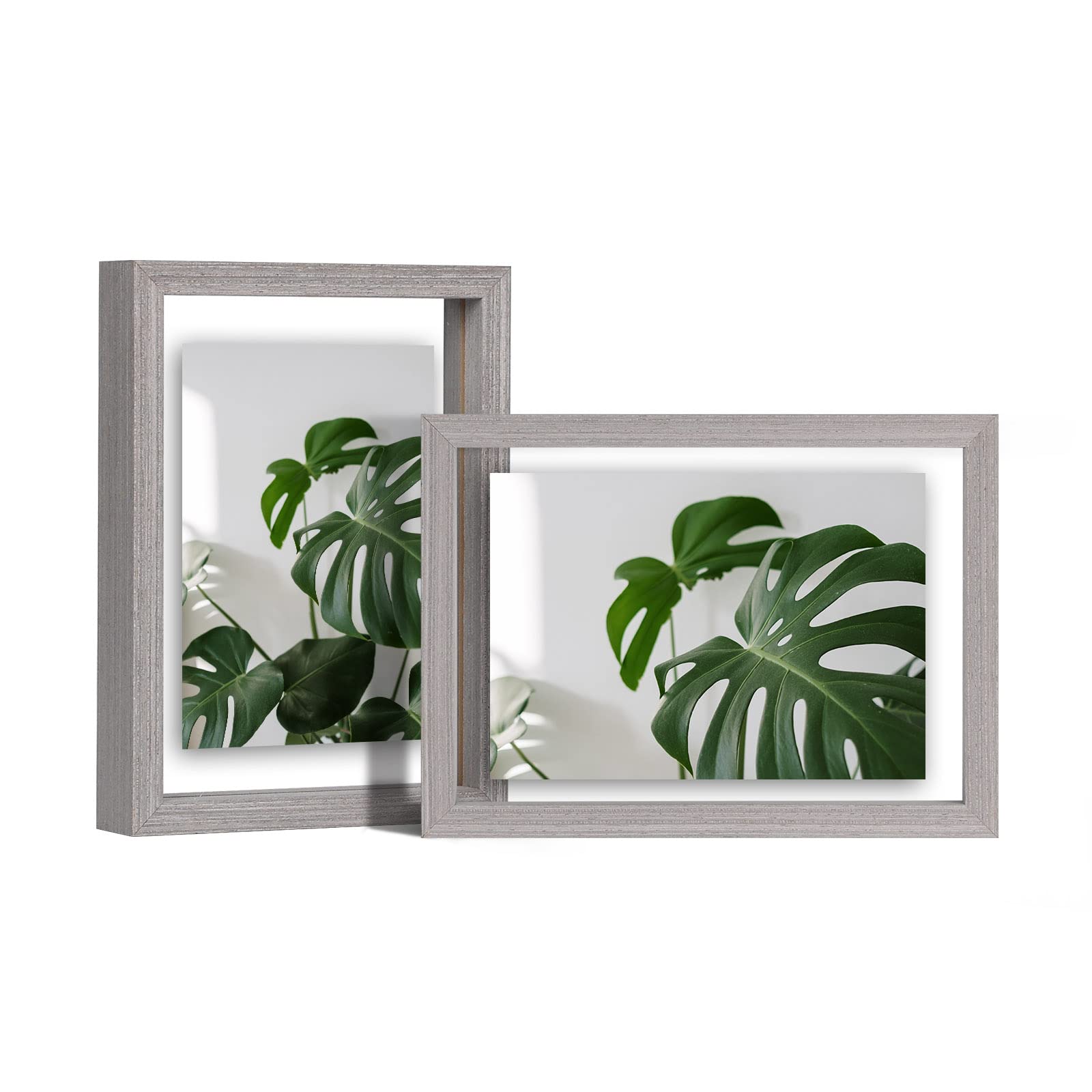 EGOFINE 7x5 Floating Frames Set of 2, Double Glass Picture Frame, Made ...