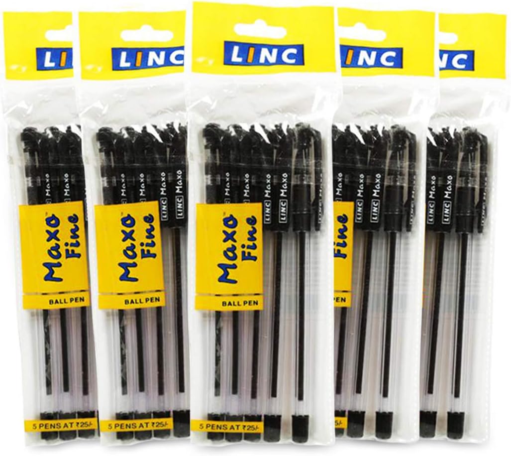 Amazon.com : linc Maxo Fine Ballpoint Pen, Black Ink, Pack of 25, Click ...