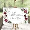 Amazon.com: Burgundy Wedding Welcome Sign, Burgundy and Greenery ...