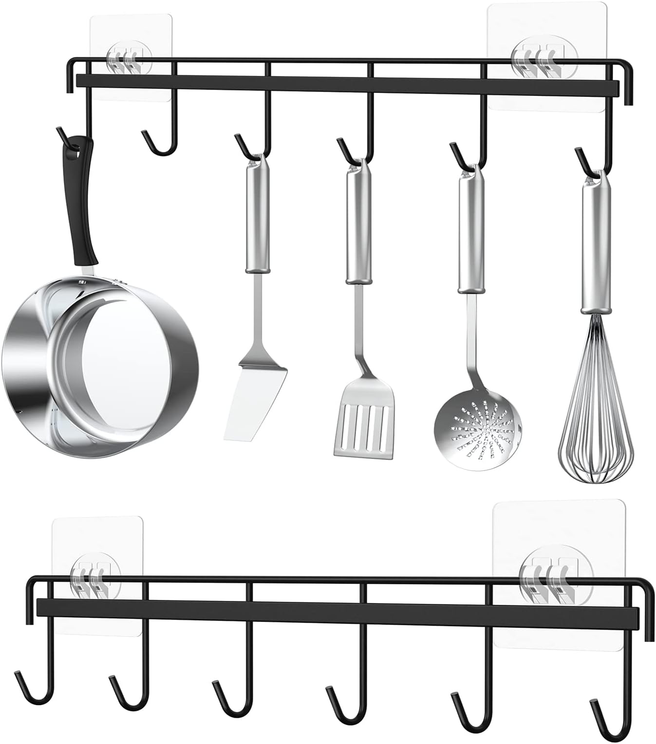 Amazon.com: YiZhi Adhesive Wall Hooks Rack Kitchen Rail, Space Saving ...