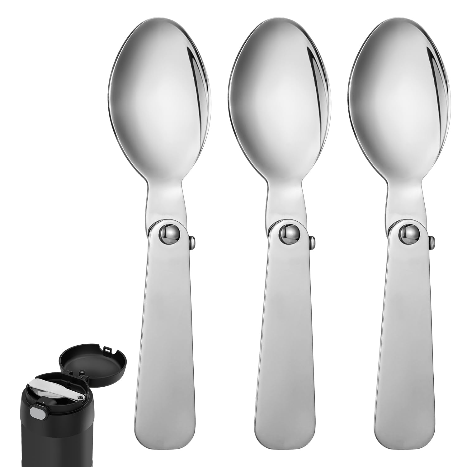 Amazon.com: BOXOB 3pcs Stainless Steel Spoons, Folding Spoon ...