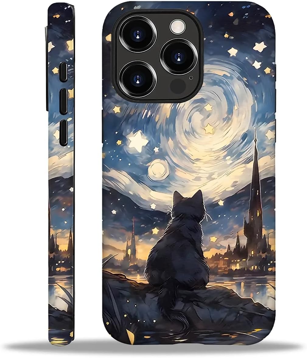 Amazon.com: SmaMZ for iPhone 16 Pro Max Case, T2 Cat Starry Sky Stars ...