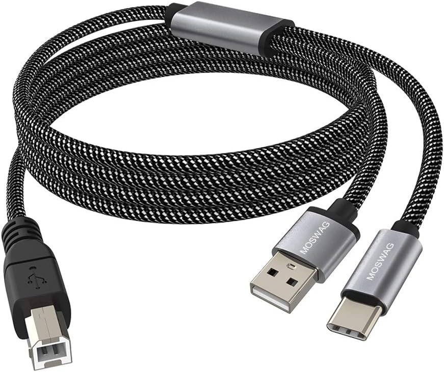 MOSWAG Cavo stampante 2in1 da USB C a USB B 1,5 m con cavo stampante ...