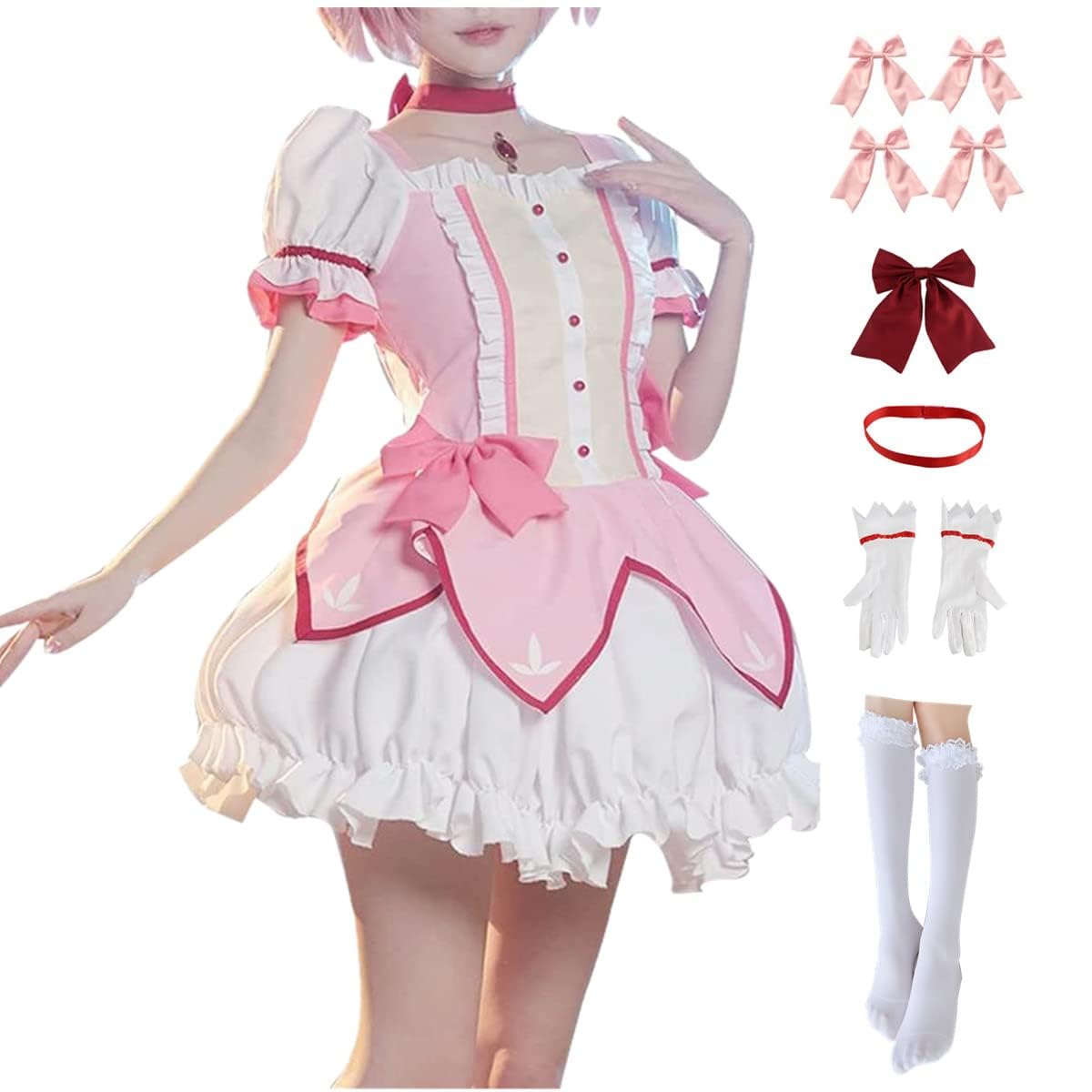 Amazon.com: FPING Women's Madoka Magica Cosplay Uniform Dress Madoka ...