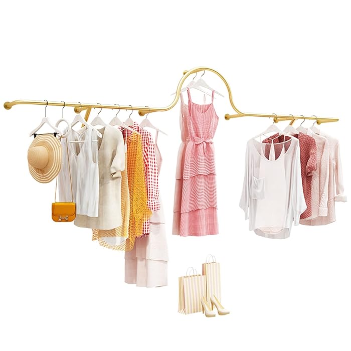 Buy YAO DIAN Wall-mounted Clothes Rail, Metal Clothes Display Rack ...