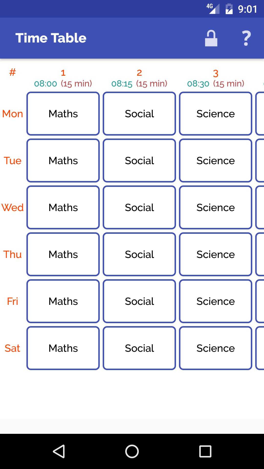 Time Table - App on Amazon Appstore