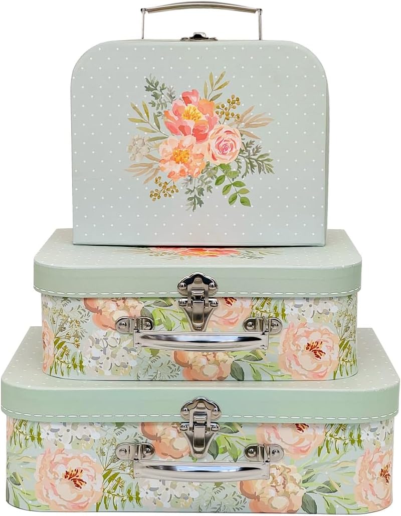 Amazon.com: Fasmov 3 Pack Paperboard Suitcases Storage Box With Lids ...
