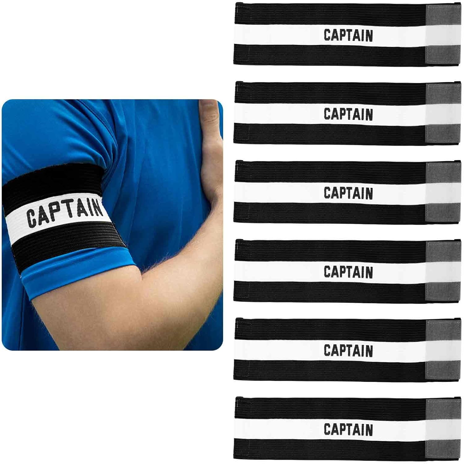 6 Pcs Captain Armband, Adjustable Football Armband for Kids Youth Adult ...