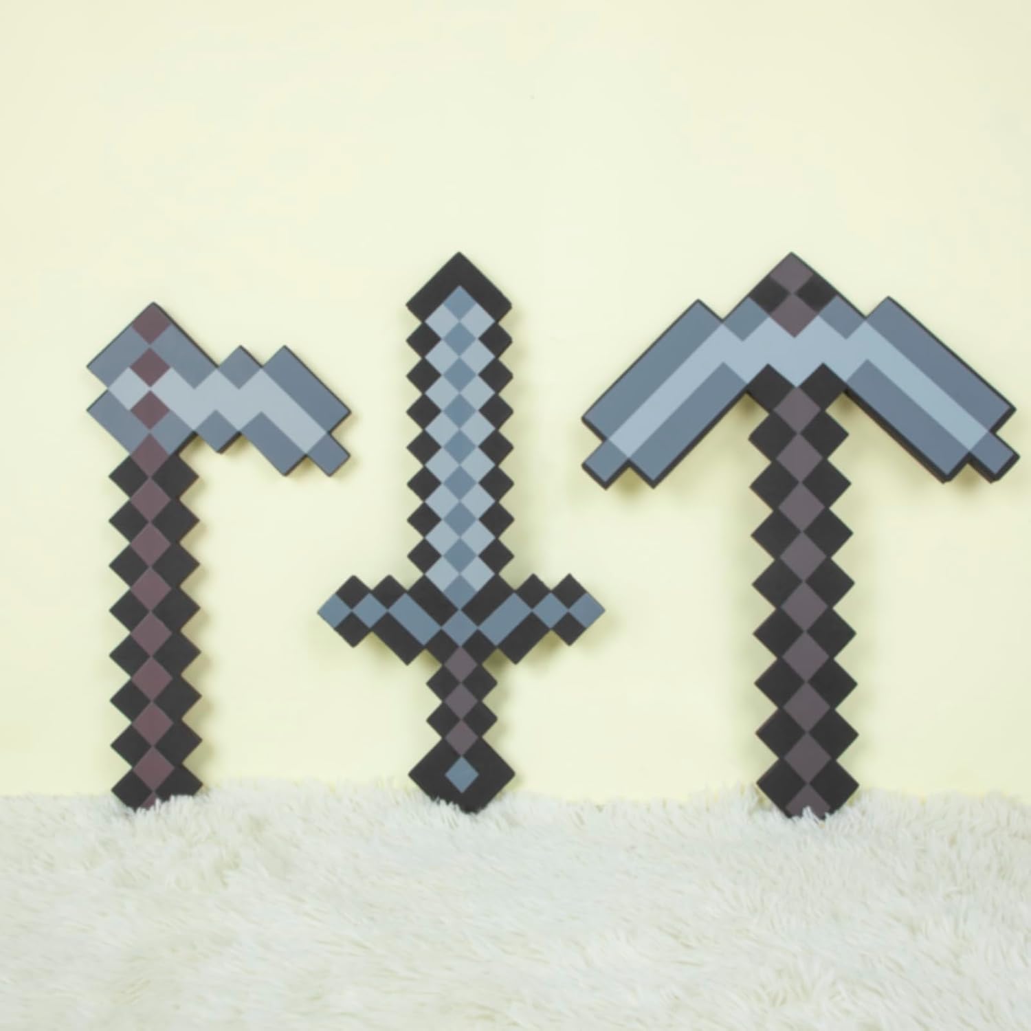 3 Pack Sword Pickaxe and Hoe Toys Weapon Set,Foam Weapons Accessory for ...