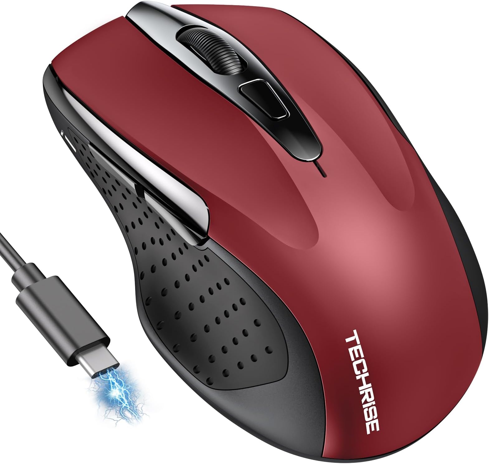 Amazon.com: TechRise Bluetooth Mouse (BT5.0/3.0 & 2.4G) Rechargeable Wireless Mouse, 4800 DPI ...