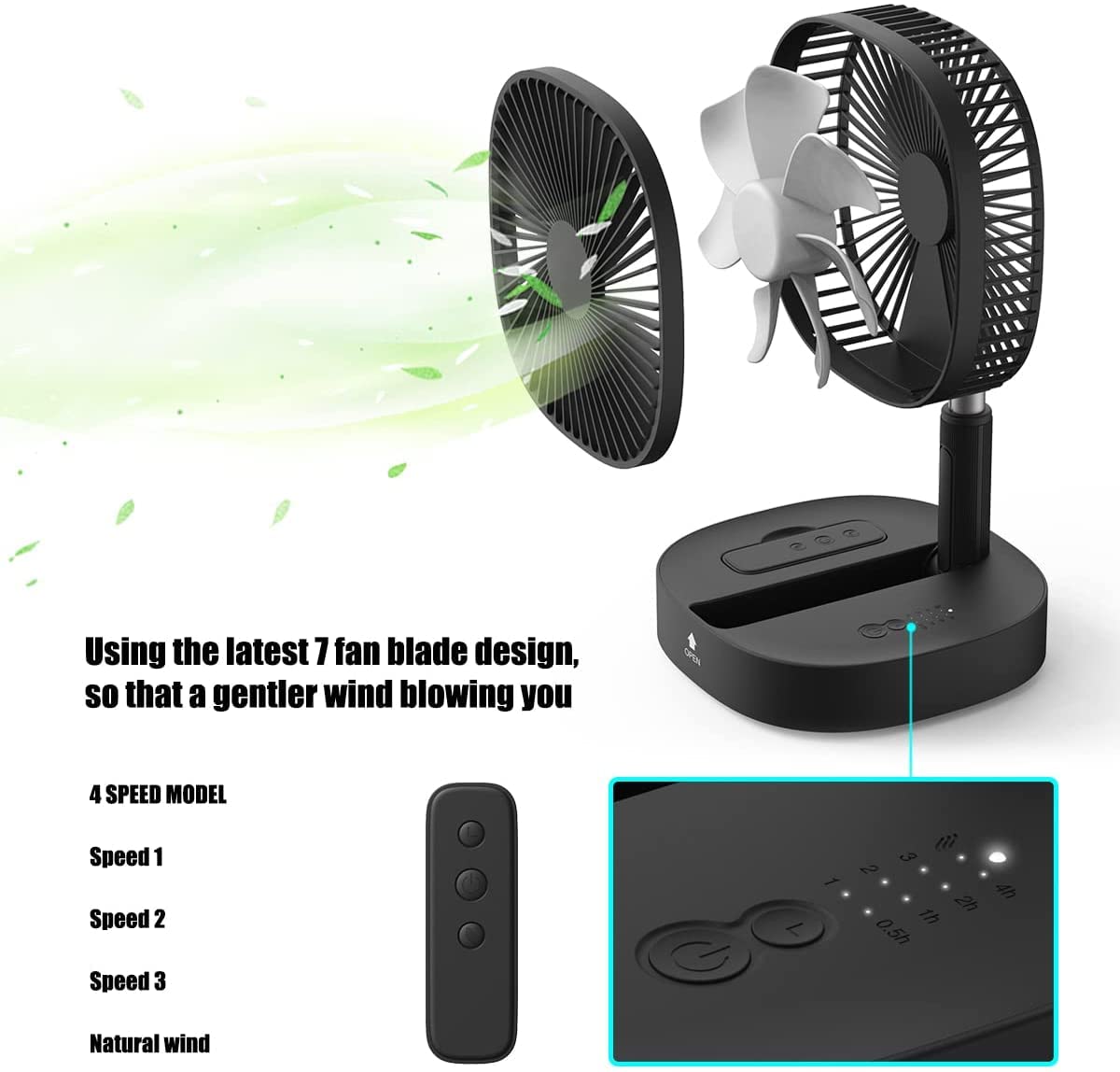 Buy Portable Pedestal Fan - Standing Fans Flodable Telescopic Desk Fan ...