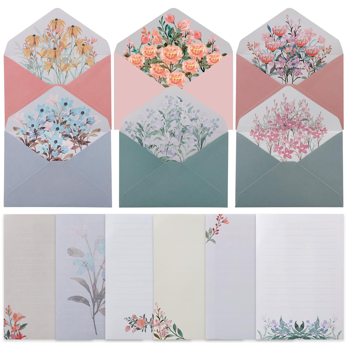 Writing Paper And Envelopes 36Pcs Floral Stationery Set - 24 Lined ...