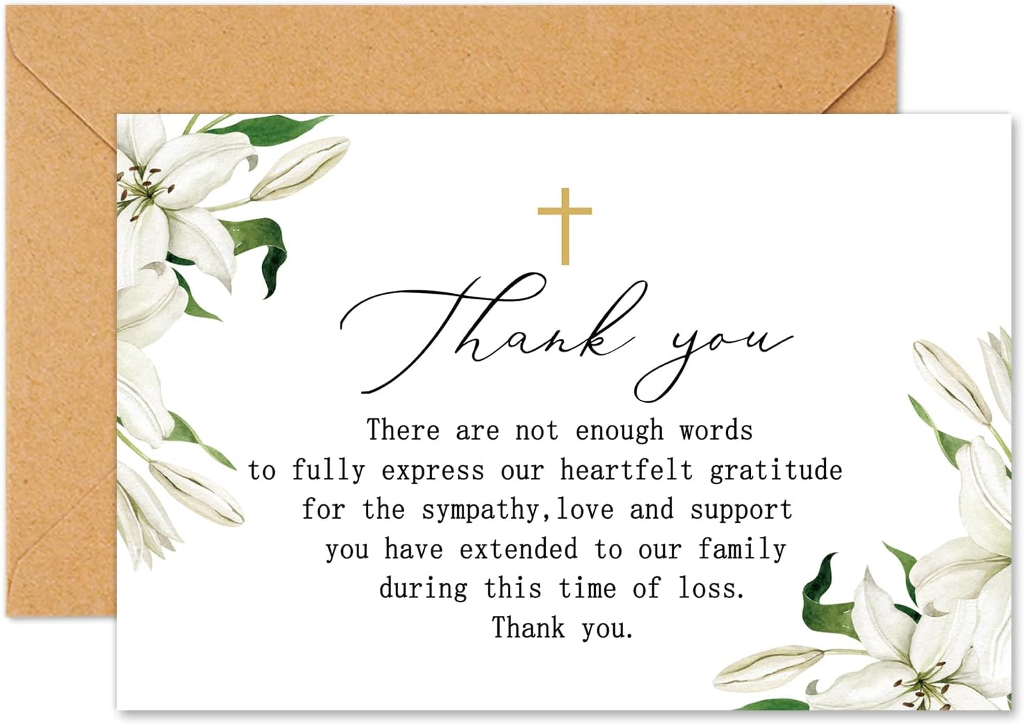 Amazon.com : Whaline 50Pcs Funeral Thank You Cards Sympathy Thank You ...