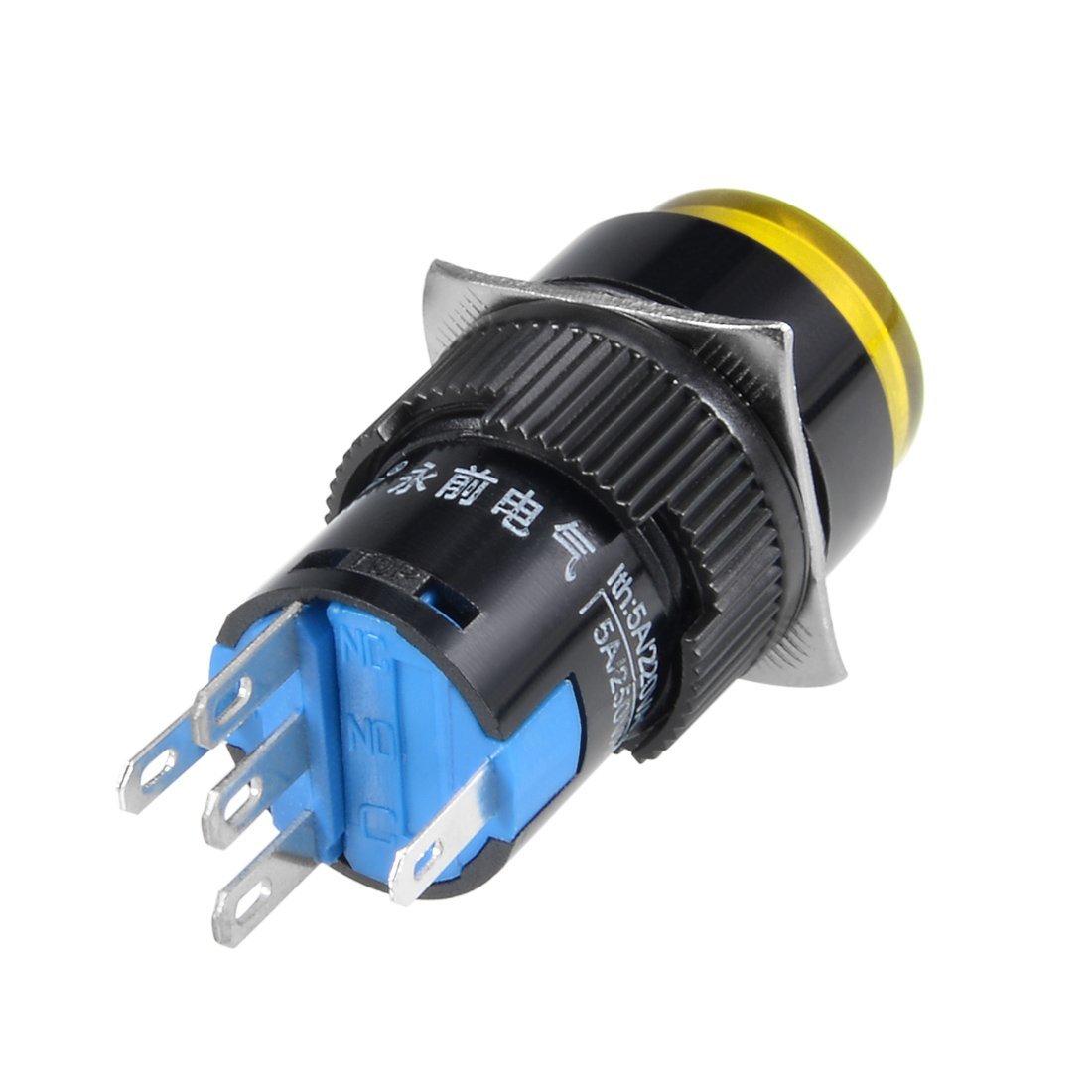 Sourcingmap 5 Pcs 16mm Momentary Push Button Switch Yellow LED Light ...