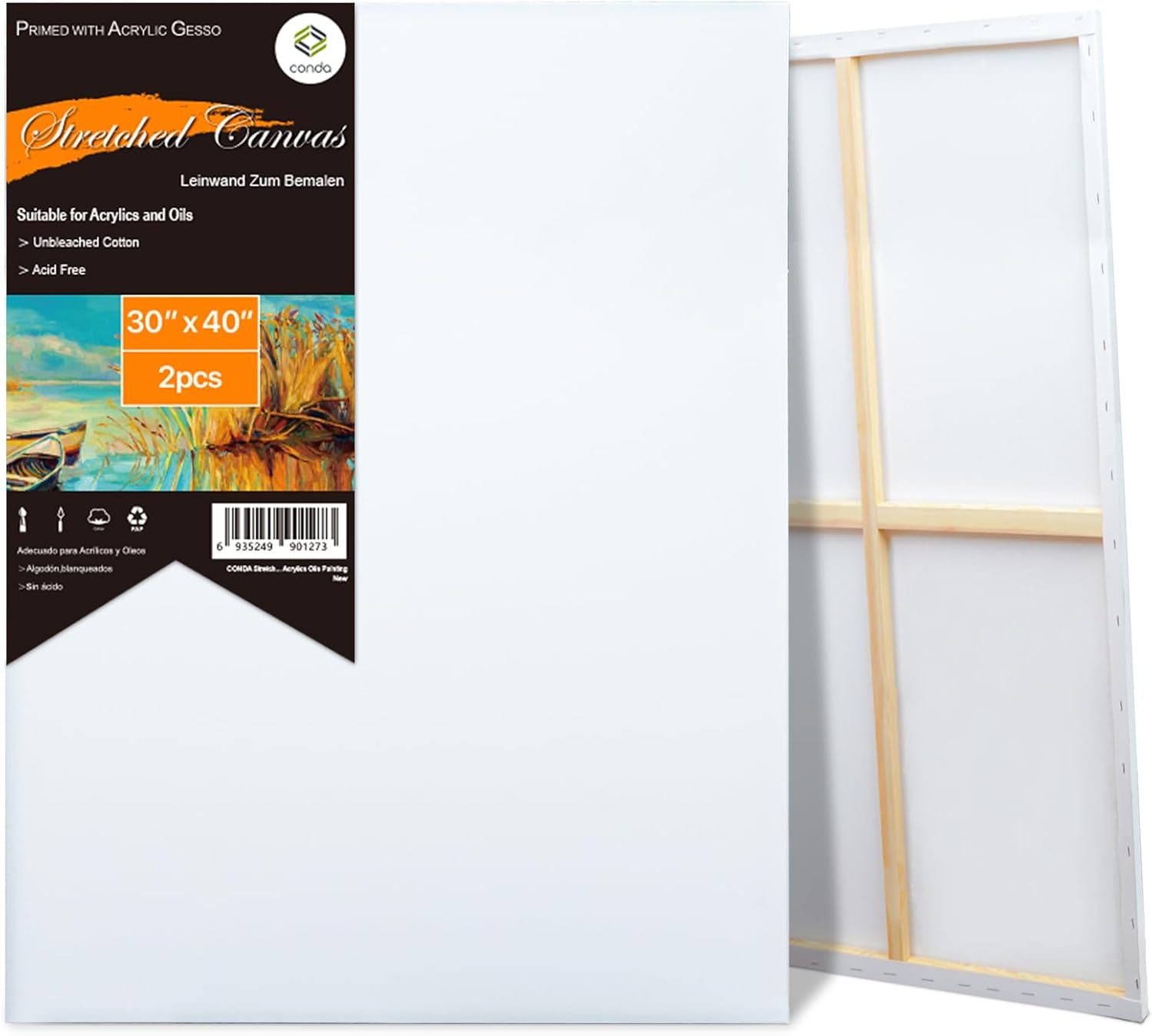 Amazon.com: CONDA Large Stretched Canvas for Painting, 30x40 Inch 2 ...