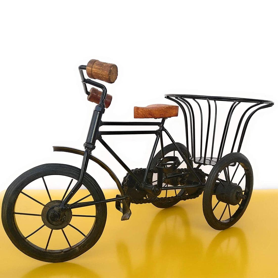 Buy 100Yellow® Handicraft Wrought Iron & Wooden Home Decorative Cycle ...