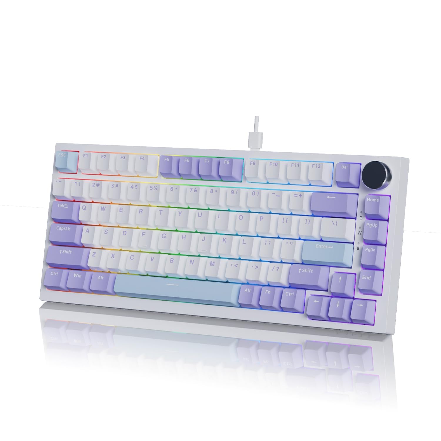 Buy AK820 75% Wired RGB ket Mechanical Keyboard with Volume Knob, South ...