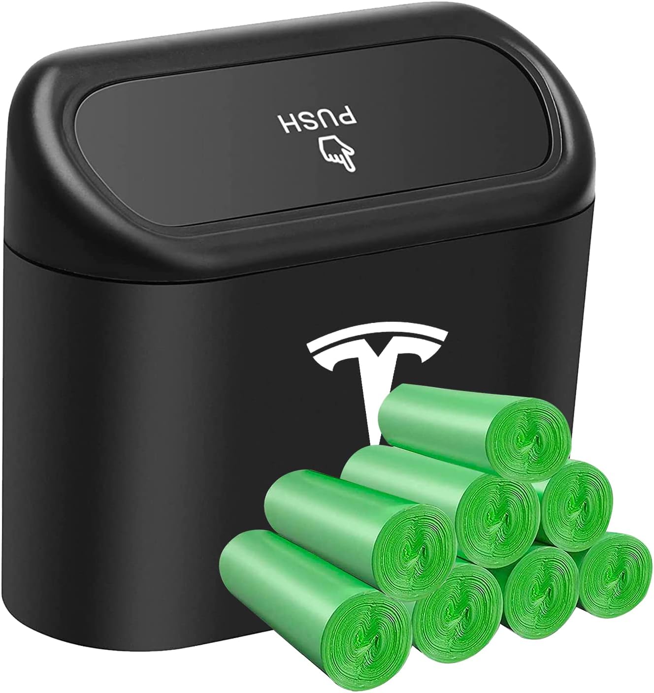 KIKIMO Tesla Trash Can with 8 Rolls of Garbage Bags, Mini Tesla Model 3 ...