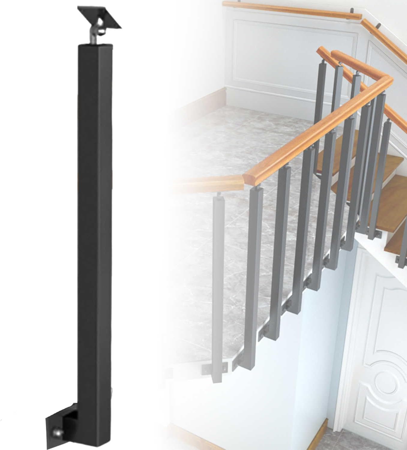 SHENJIA Square Stair Balusters Post With Screws Kit - Side Mount Metal ...