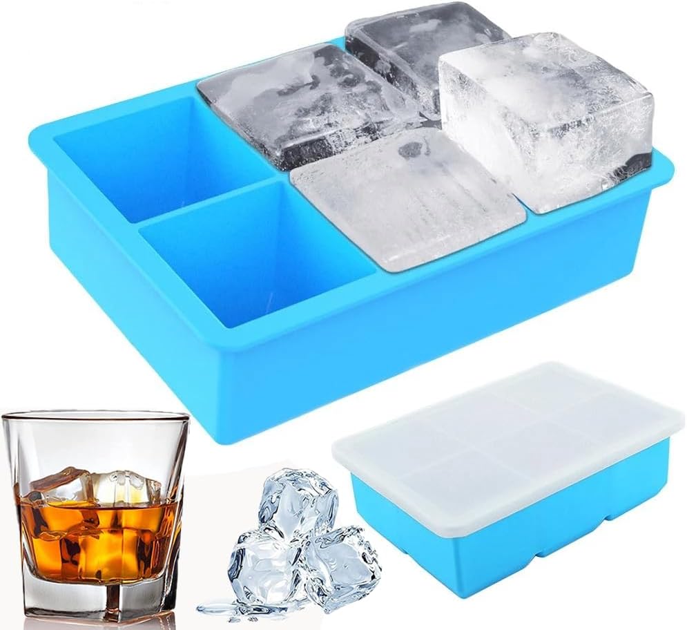 Amazon.com: 2 pack Large Silicone Ice Cube Tray with Lid - Reusable Ice ...