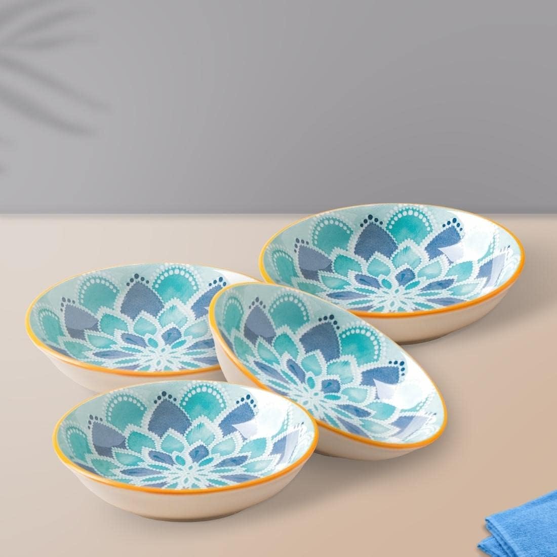 Buy Nestasia Set of 2 Dark Blue Mandala Ceramic Long Dish with Handles ...