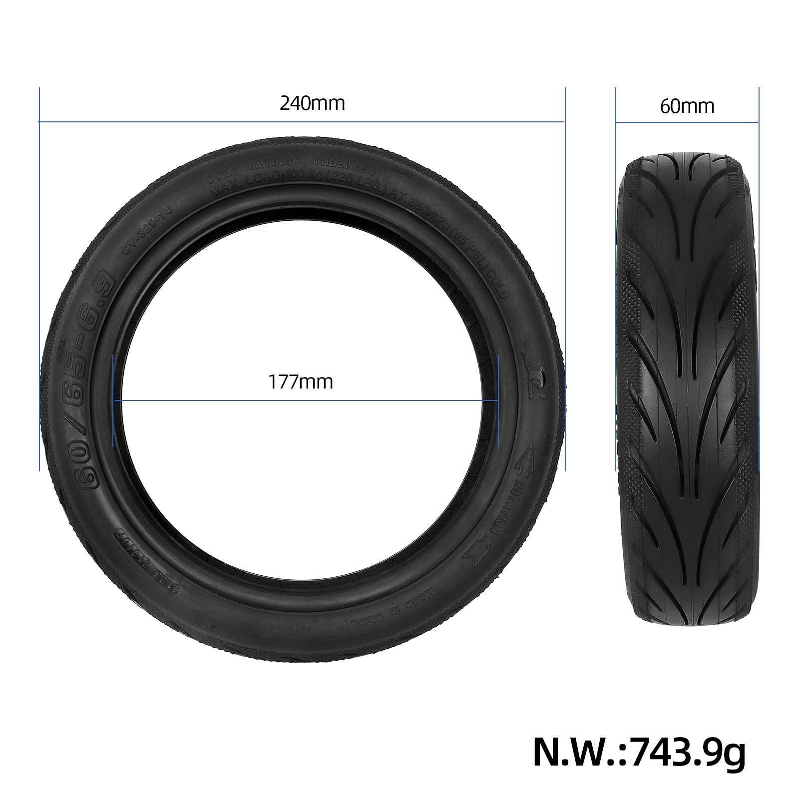 TREFAN 60/65-6.9 Self-Repairing Tubeless Tires for Ninebot Max G2 ...