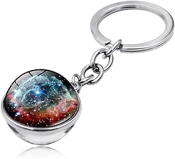 Amazon.com: Keychain 2 Pieces Solar System Cosmic Starry Sky Double ...