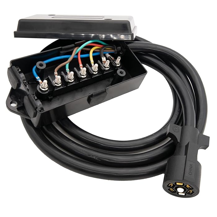 Buy HOTS 8FT 7-Way Trailer Plug Cord Wiring Harness with 7 Way Trailer ...
