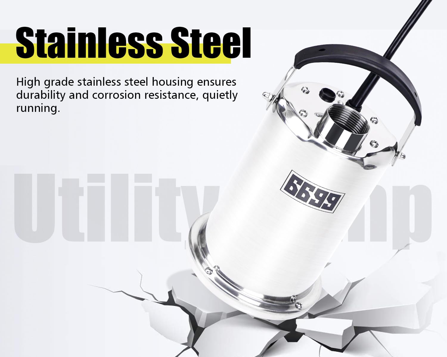 Snapklik.com : 1/4HP Stainless Steel Water Pump 1500GPH Submersible ...