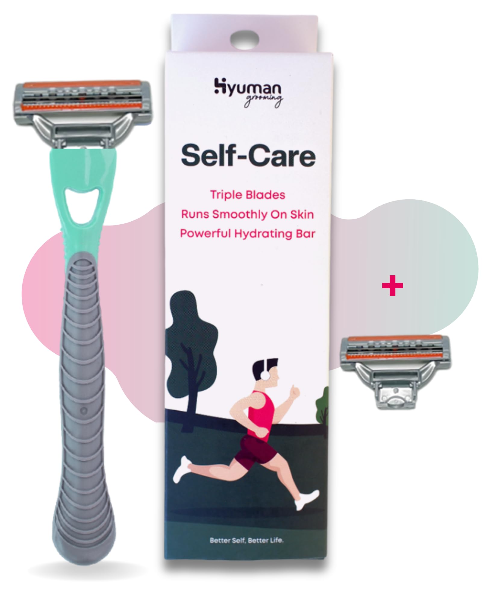 Hyuman® Grooming Runner Shaving Razor with 1 extra cartridge | 3 Blade ...