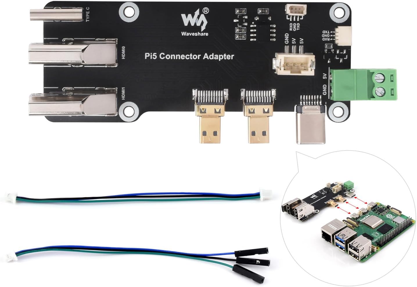 Amazon.com: Waveshare Micro HDMI to HDMI Multifunctional Adapter, Compatible with Raspberry Pi 5 ...