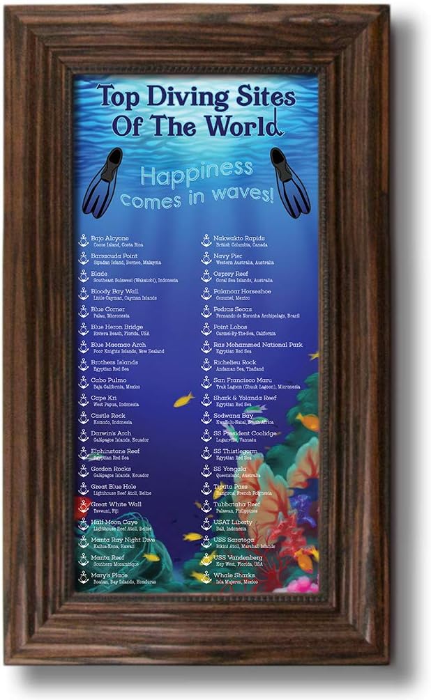 Amazon.com: Diving Sites of the World Bucket List Tracker - Solid Wood ...