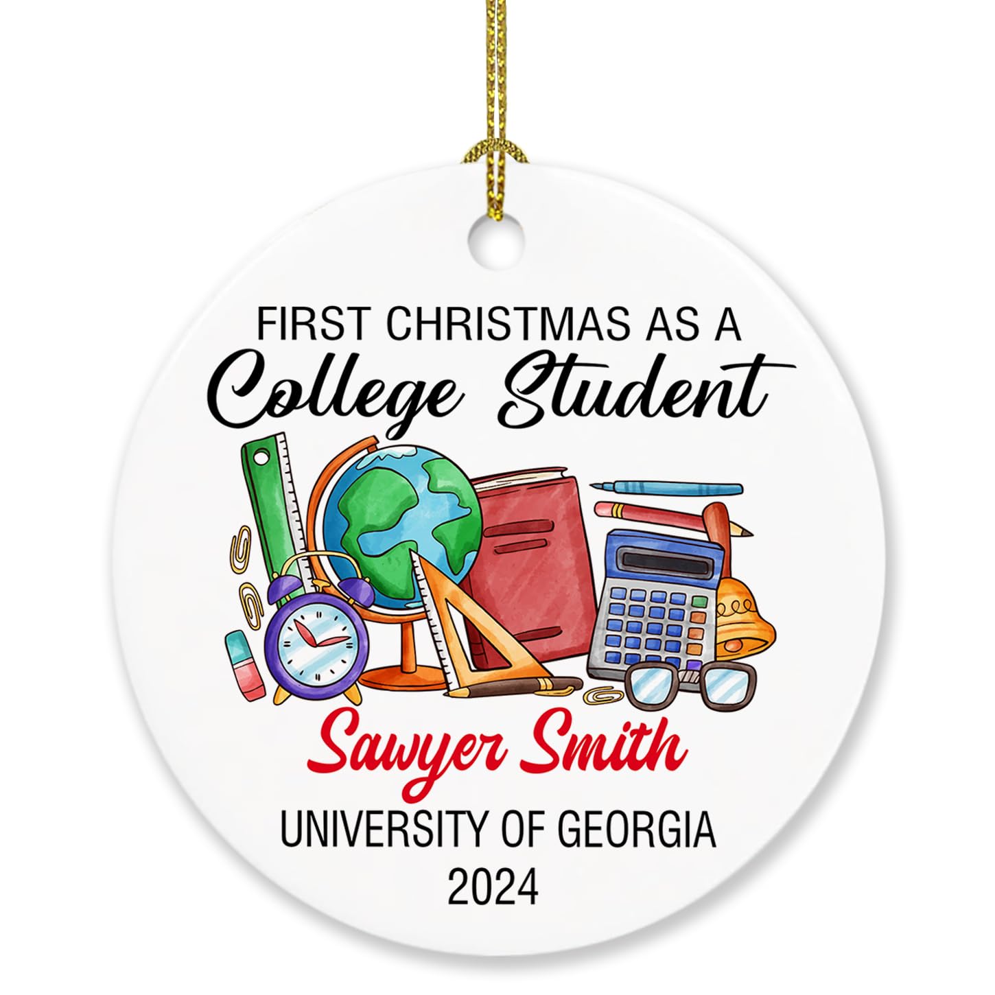 Amazon.com: Personalized First Christmas As A College Student Ornament ...