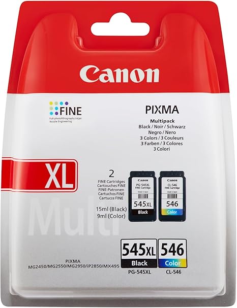 Canon Ink Multipack - PG-545XL/CL-546 Genuine Printer Ink Cartridges 2 ...