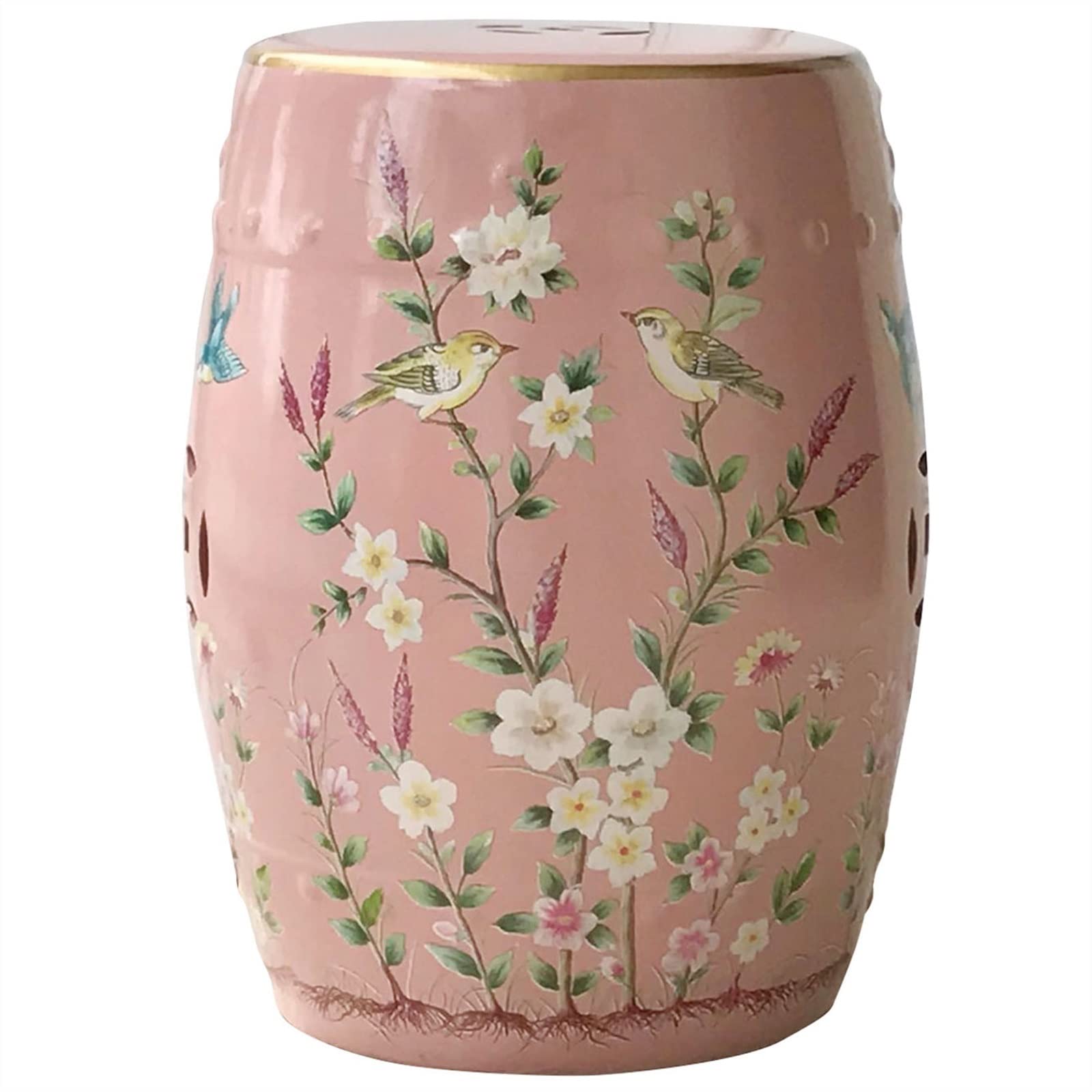 Amazon.com: Decorative Ceramic Garden Stool, Glazed Hand-Painted Flower ...