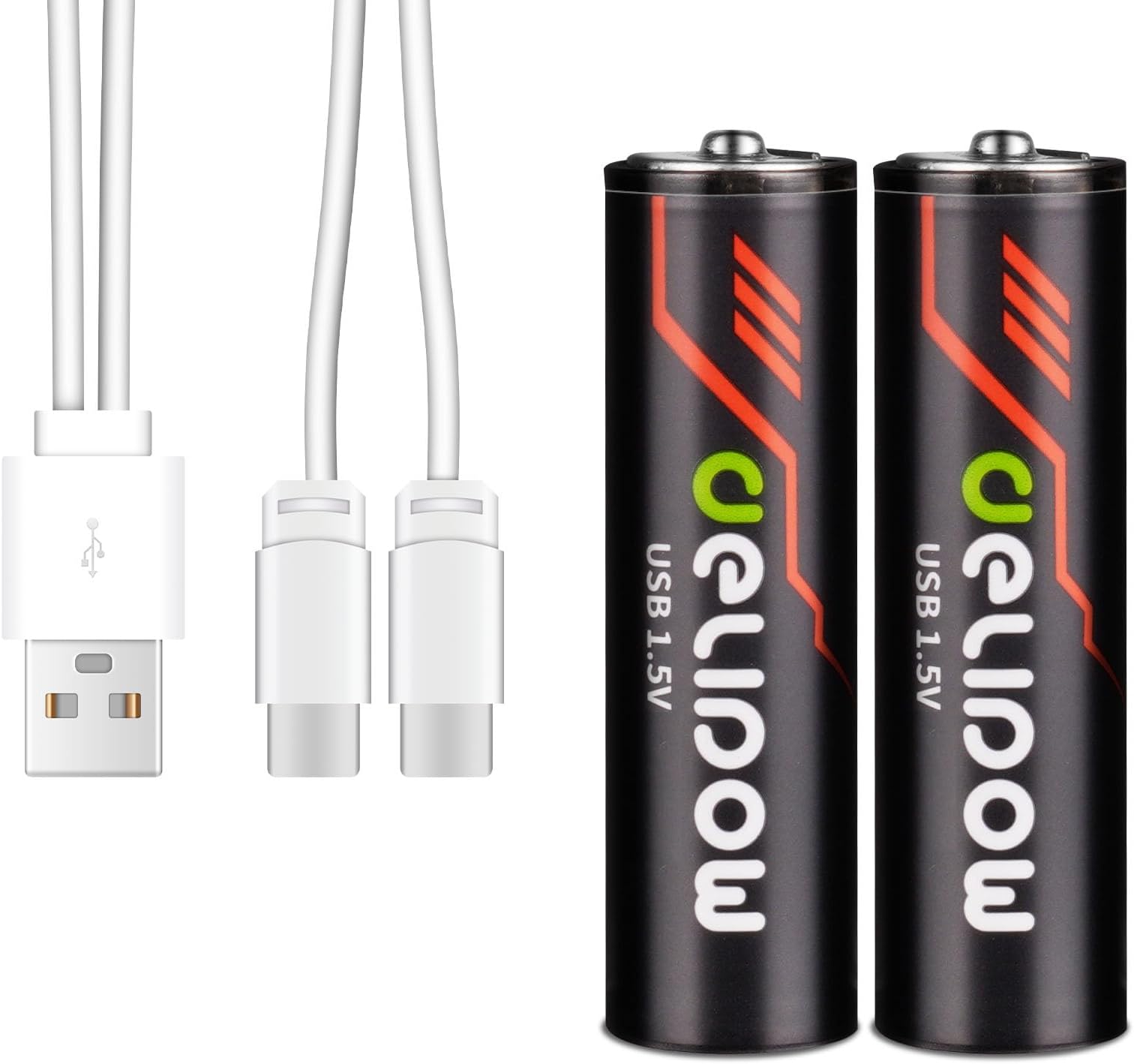 AXFEE Basics Piles Rechargeables USB C AA, 2 Pièces 1.5V 3400mWh USB C ...