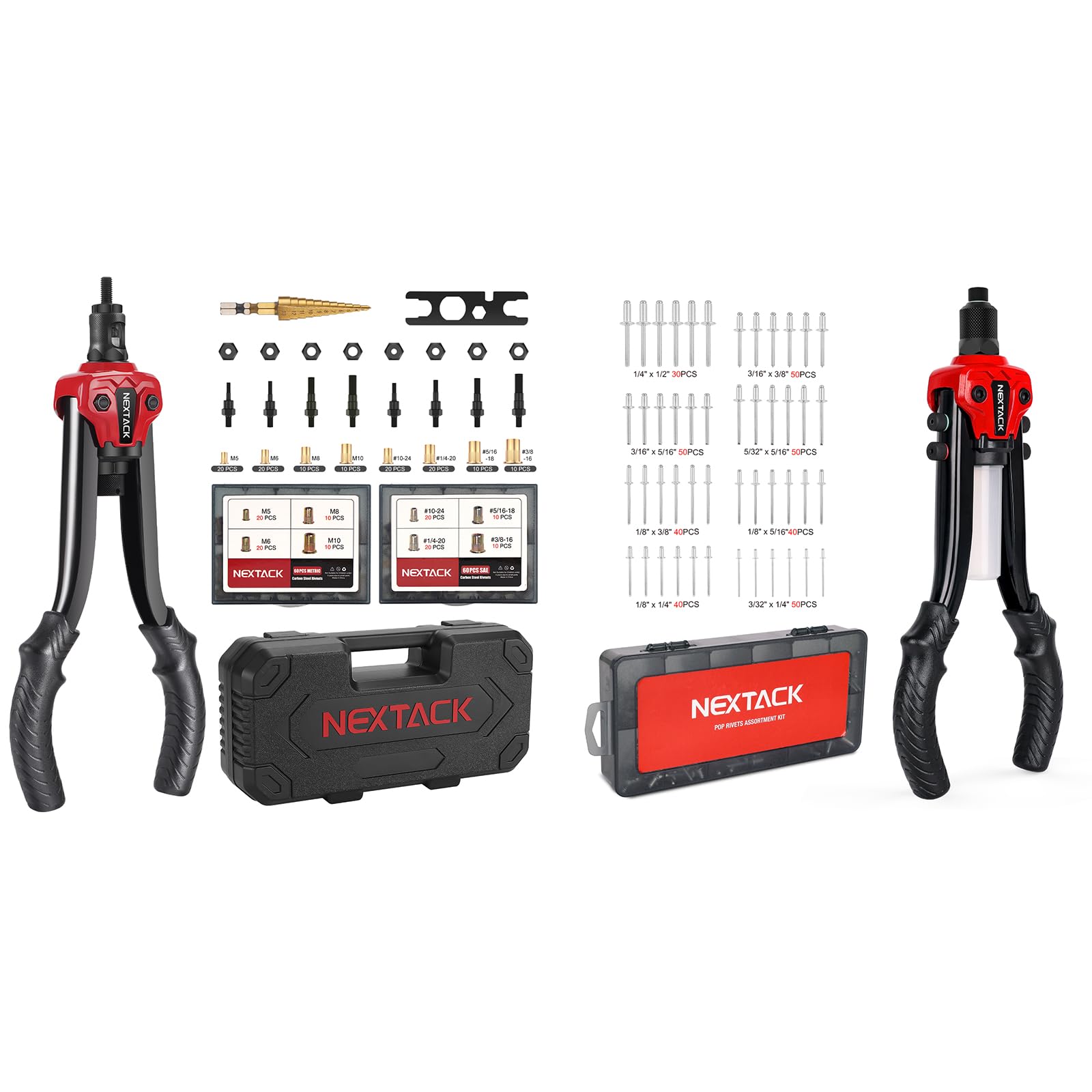 Amazon.com: NEXTACK 1/4 Rivet Gun Kit NT300 & Rivet Nut Tool Rivet Nut ...